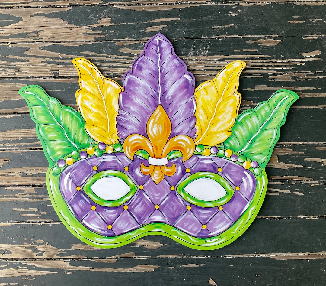 Mardi Gras Mask Door Hanger, Carnival, New Orleans, Parade, Mardi Gras ...
