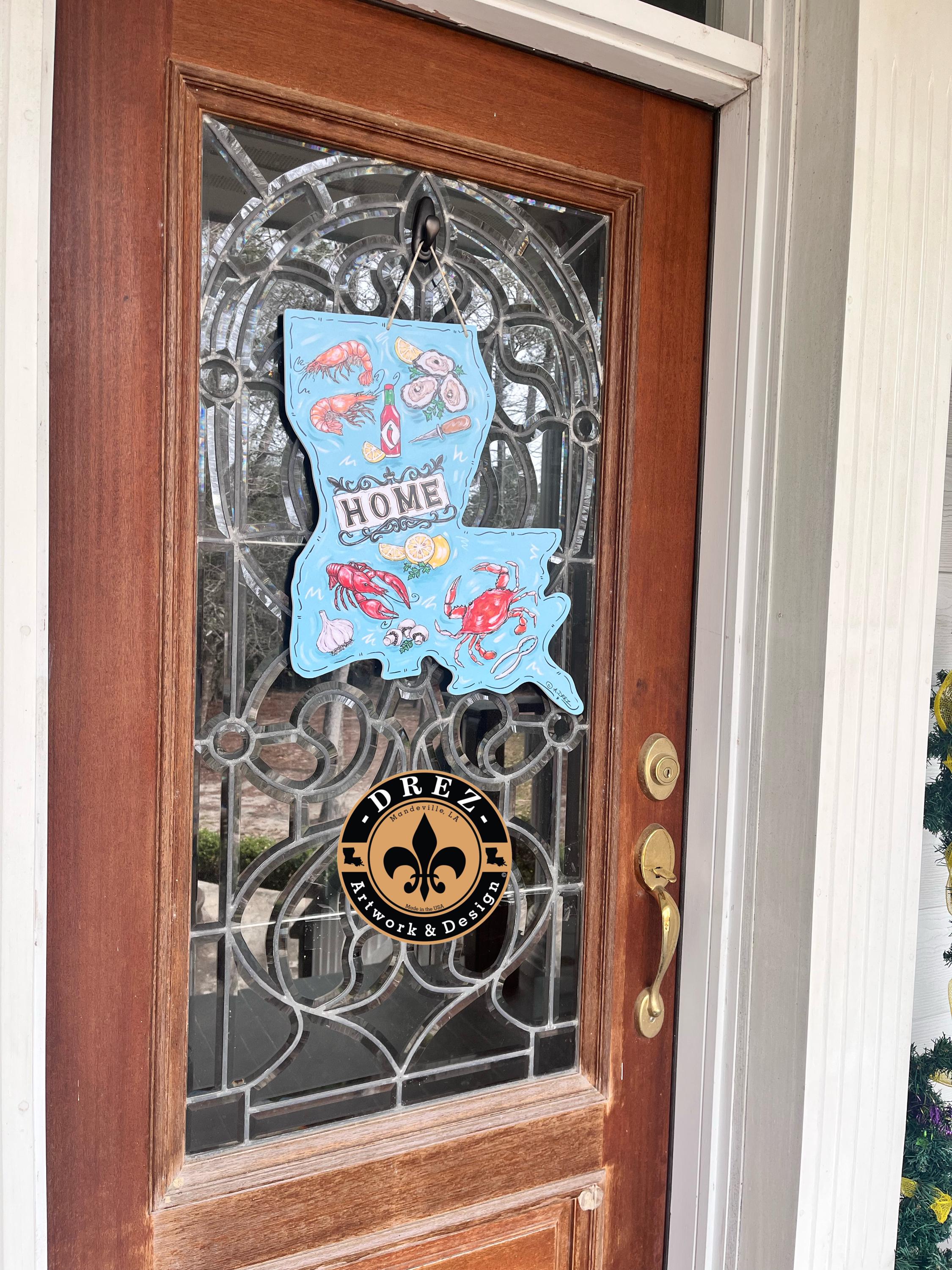 Louisiana Seafood Door Hanger, Crawfish, Crabs, Oysters, Shrimp ...