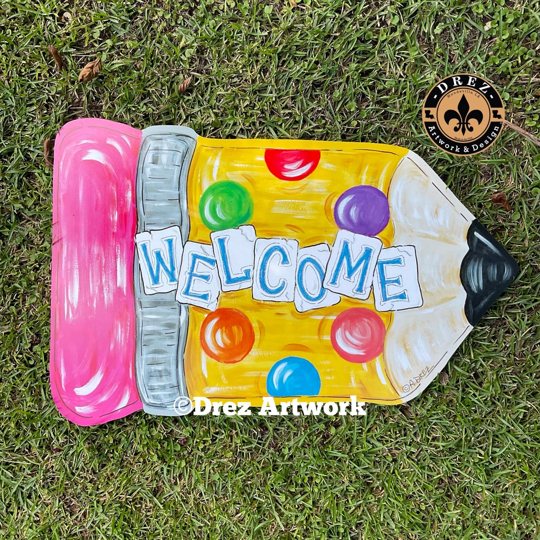 Pencil Door Hanger, Welcome Teacher Gift, Back to School Decor - Etsy