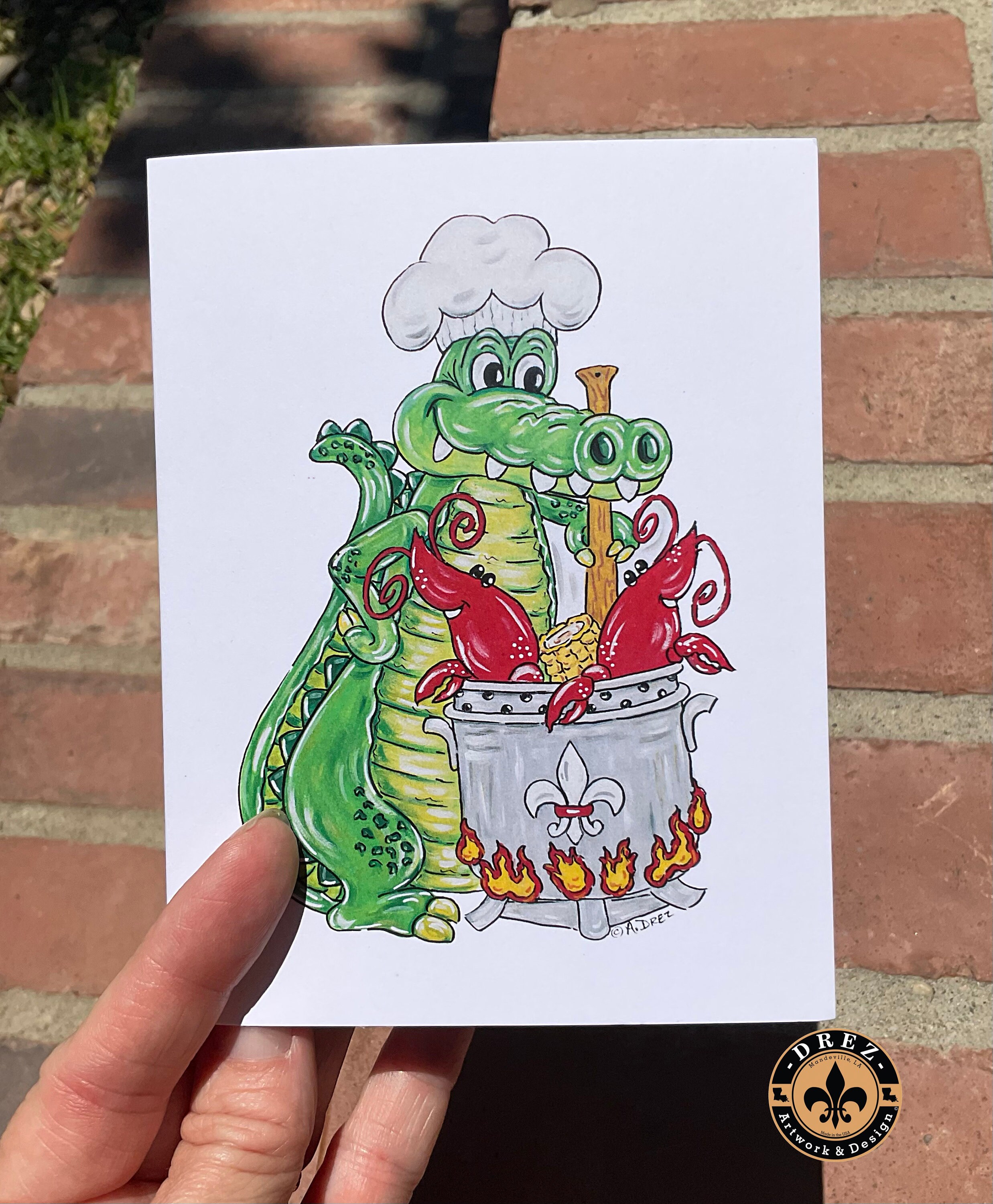 Crawfish Boil Note Cards, Louisiana Gator Chef, NOLA Stationery - Etsy
