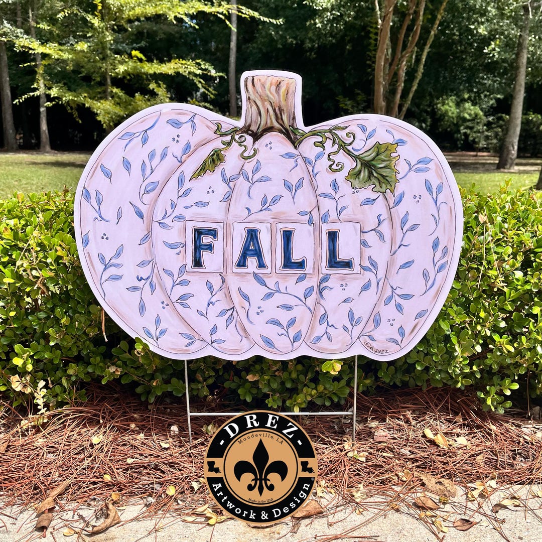Chinoiserie Pumpkin Yard Sign, Fall,yard Art, Thanksgiving, Outdoor ...