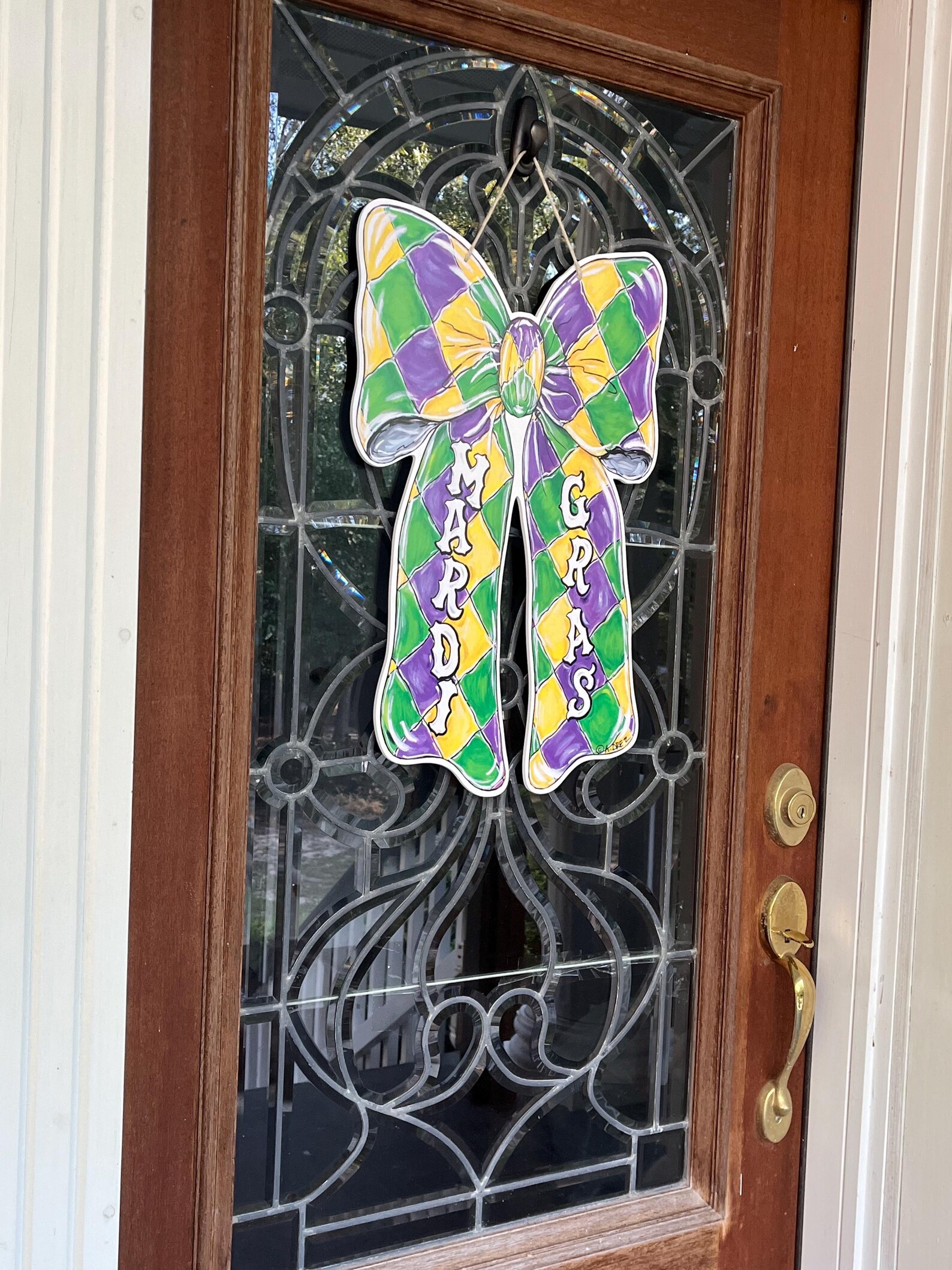 Mardi Gras Bow Door Hanger, Jester, Nola, Krewe, King Cake, Parade ...