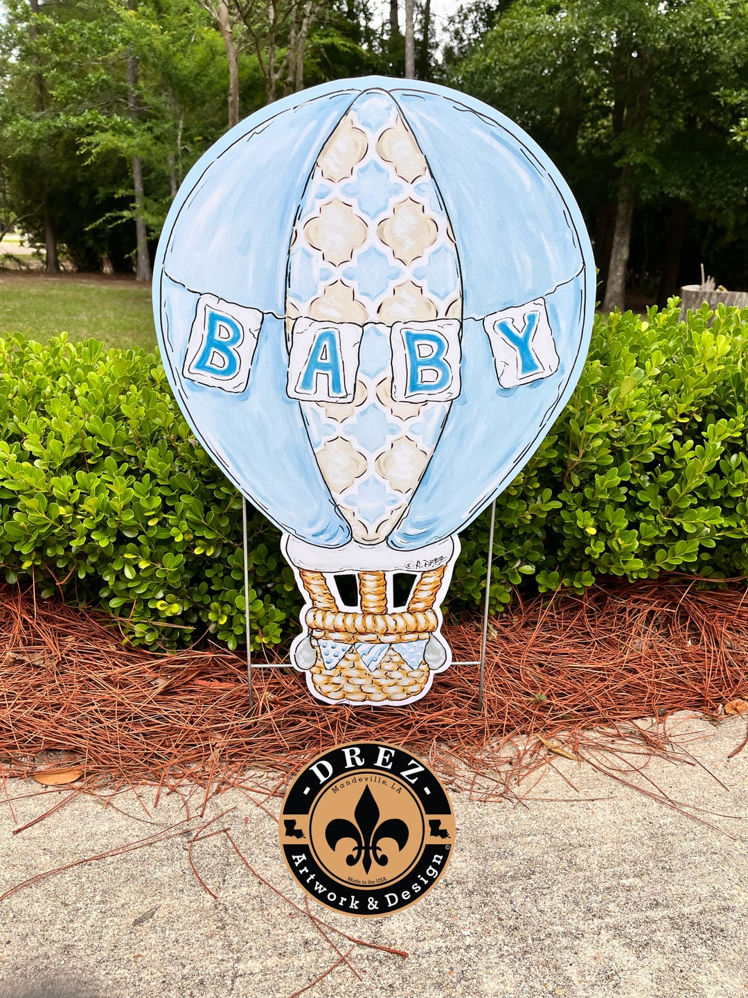 It’s a Boy Yard Sign, Hot Air Balloon, Garden Decor, Baby Boy, Birth ...