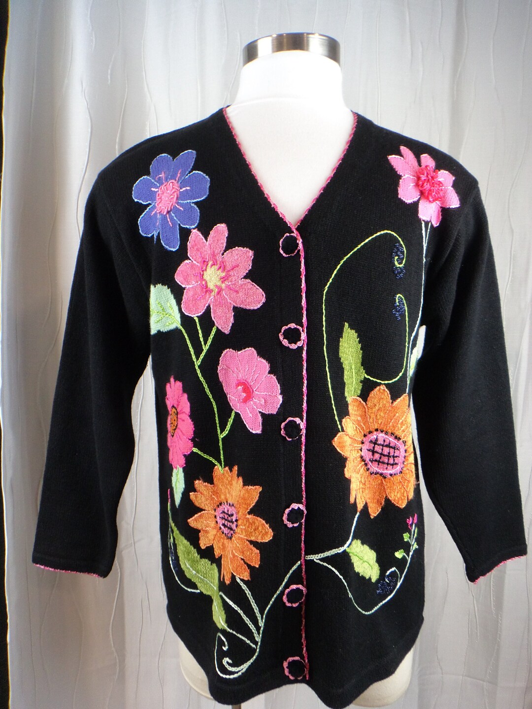 Storybook Knits, Flower Sweater, Floral, (size: Women's 1X) Garden Club ...