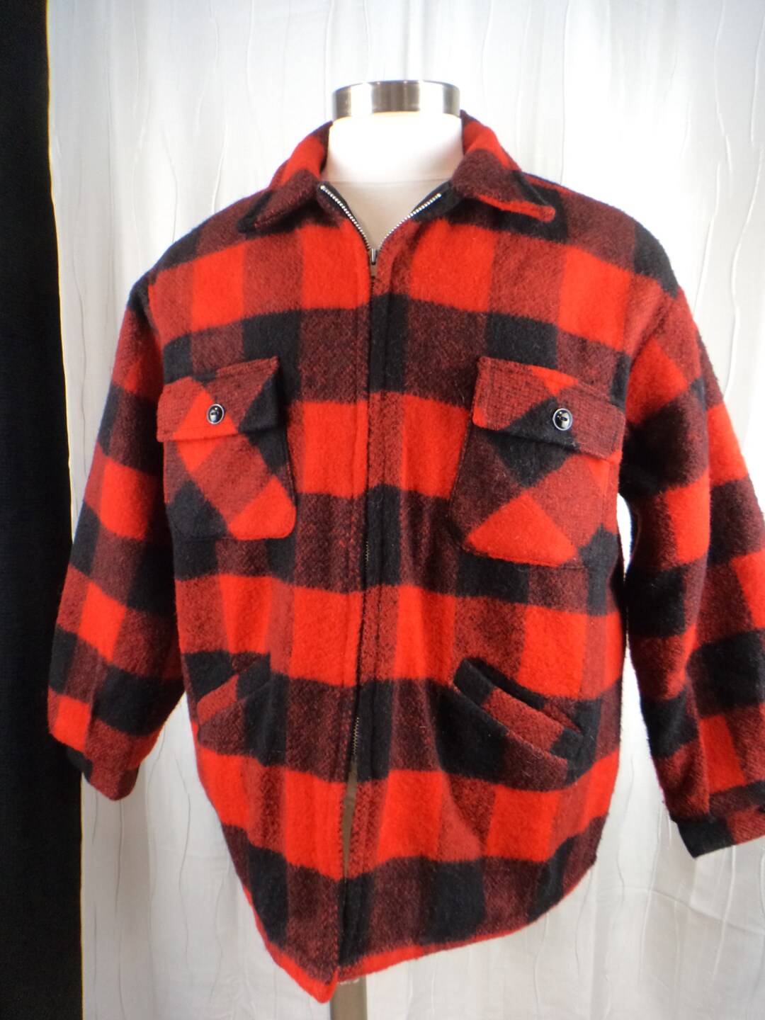 Vintage Buffalo Plaid Jacket, Buffalo Check Wool Coat, size: Men's ...