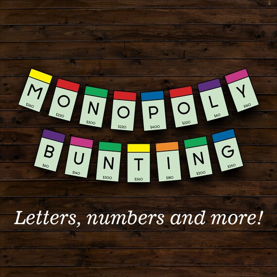 MONOPOLY inspired printable party bunting/banner/flags | Etsy