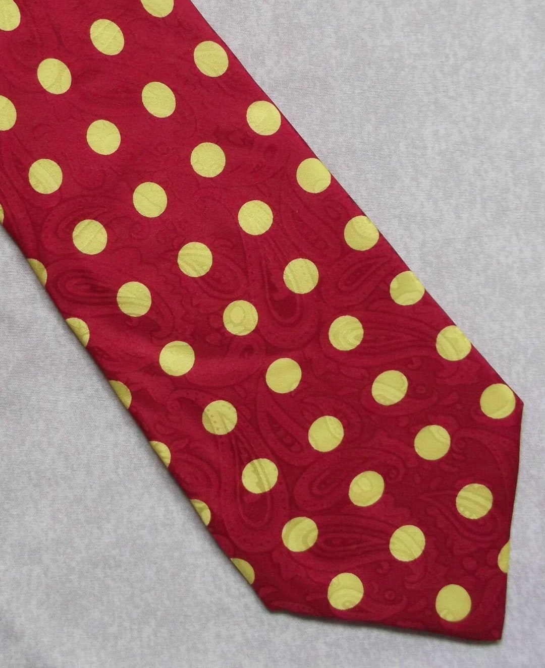 Tie Mens SILK Necktie POLKA DOT Neck Tie Red Yellow Spotty - Etsy