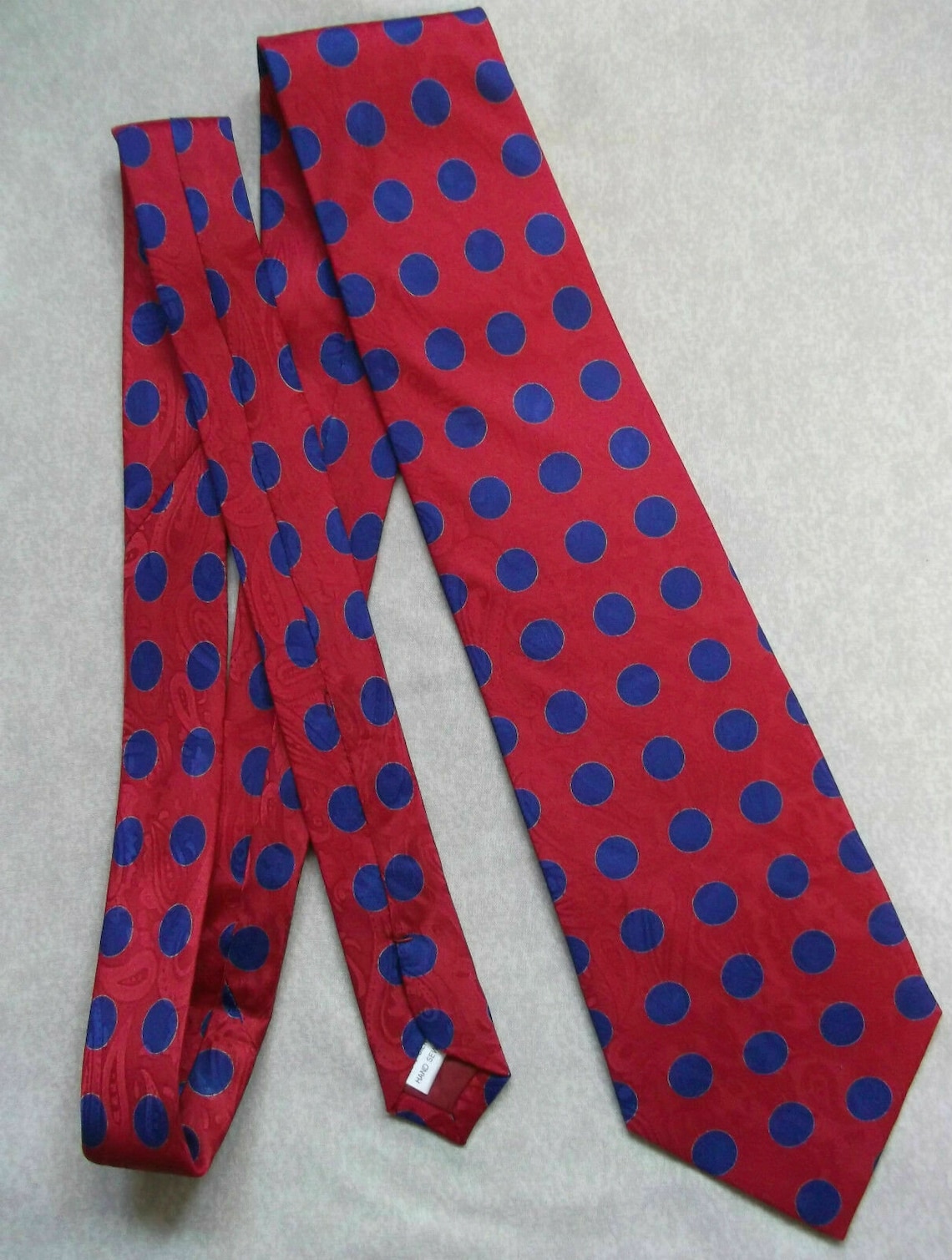 Tie Mens SILK Necktie POLKA DOT Neck Tie Dark Red Blue Spotty - Etsy