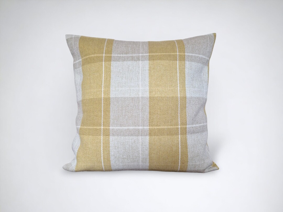 Yellow Check Cushion Cover, Farmhouse Home Decor, Handmade in the UK - Etsy