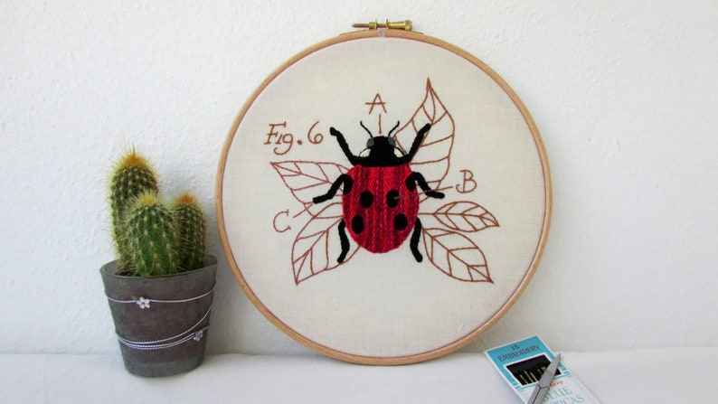 Ladybird Handmade Wall Hanging, Embroidered Insect Wall Art, Natured ...