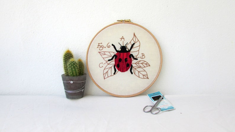 Ladybird Handmade Wall Hanging, Embroidered Insect Wall Art, Natured ...