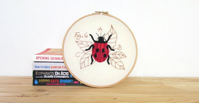 Ladybird Handmade Wall Hanging, Embroidered Insect Wall Art, Natured ...
