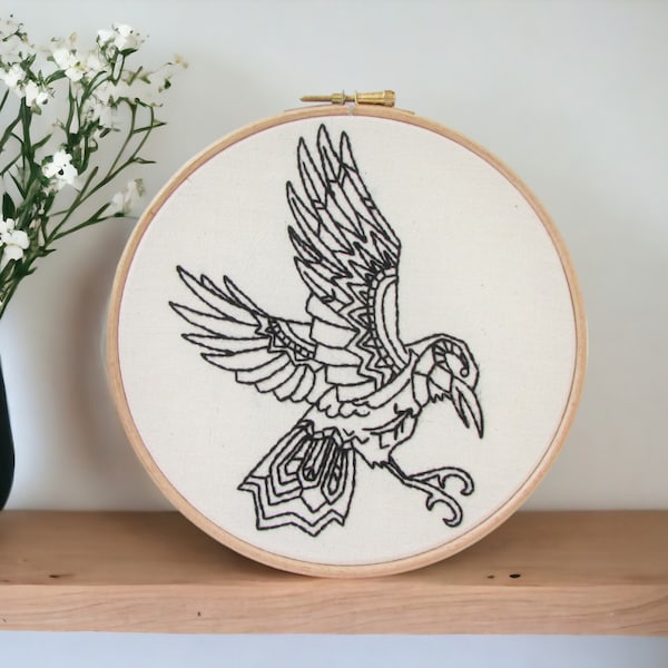 Raven Embroidery - Etsy