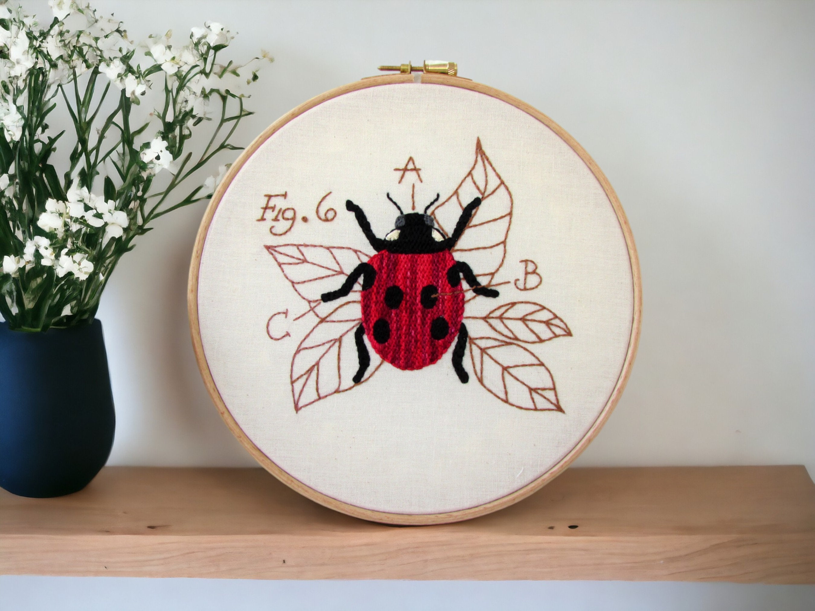 Ladybird Handmade Wall Hanging, Embroidered Insect Wall Art, Natured ...