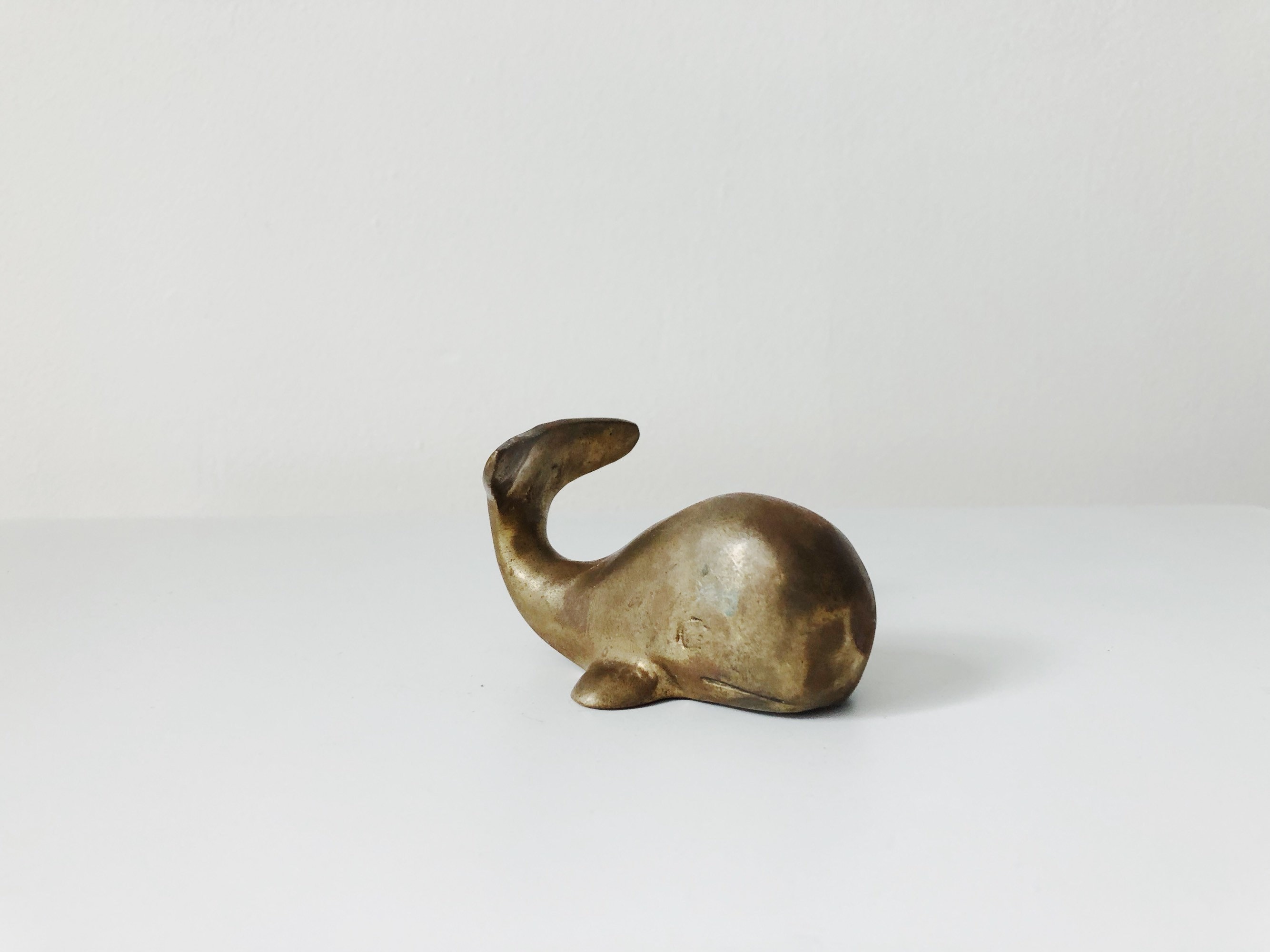 Mid century brass whale figurine