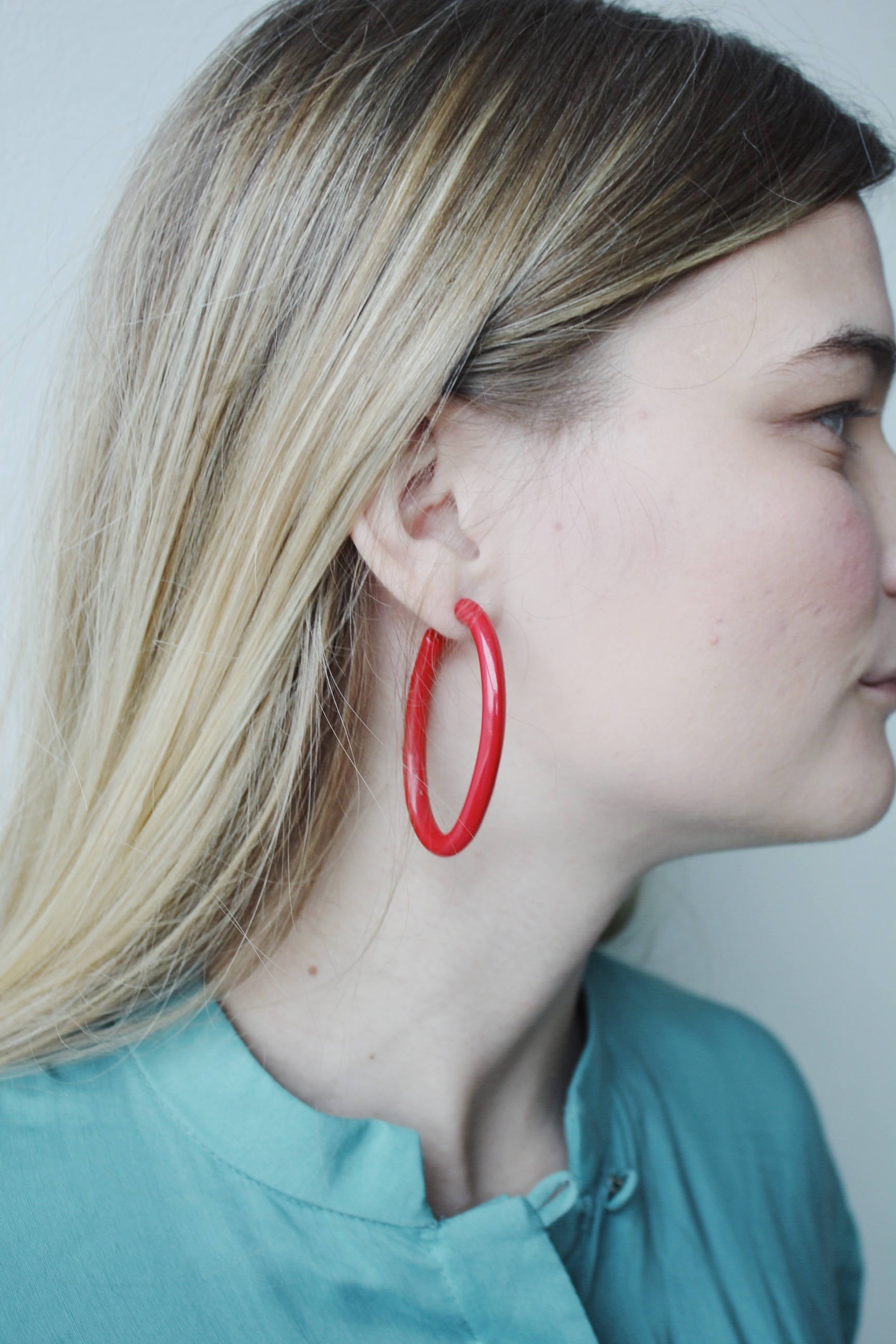 JANE EARRINGS vintage red hoop earrings vintage hoops pierced earrings statement earrings 90s earrings Able Shoppe