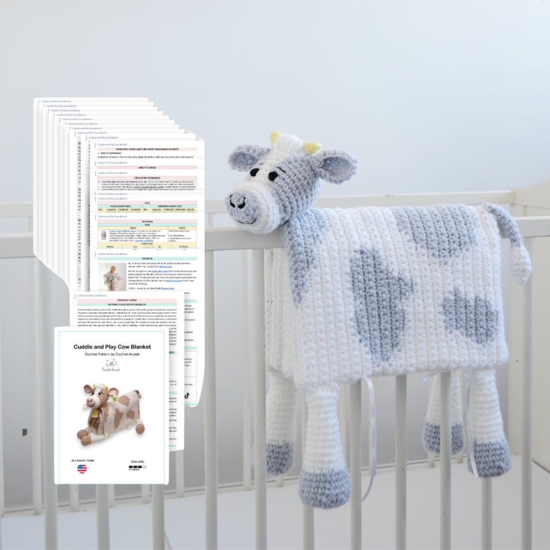 Cow Baby Afghan CROCHET PATTERN, Cuddle and Play Cow Blanket Toy ...