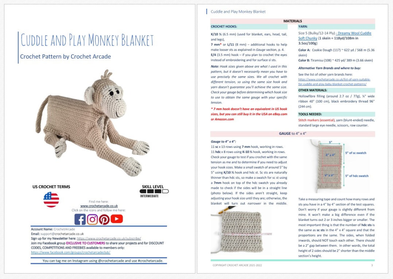 Monkey Baby Blanket Crochet PATTERN | Crochet Monkey | Crochet Blanket ...