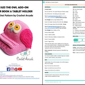 Suzi Owl Book/tablet Holder CROCHET PATTERN PDF| Tablet Pillow Crochet ...