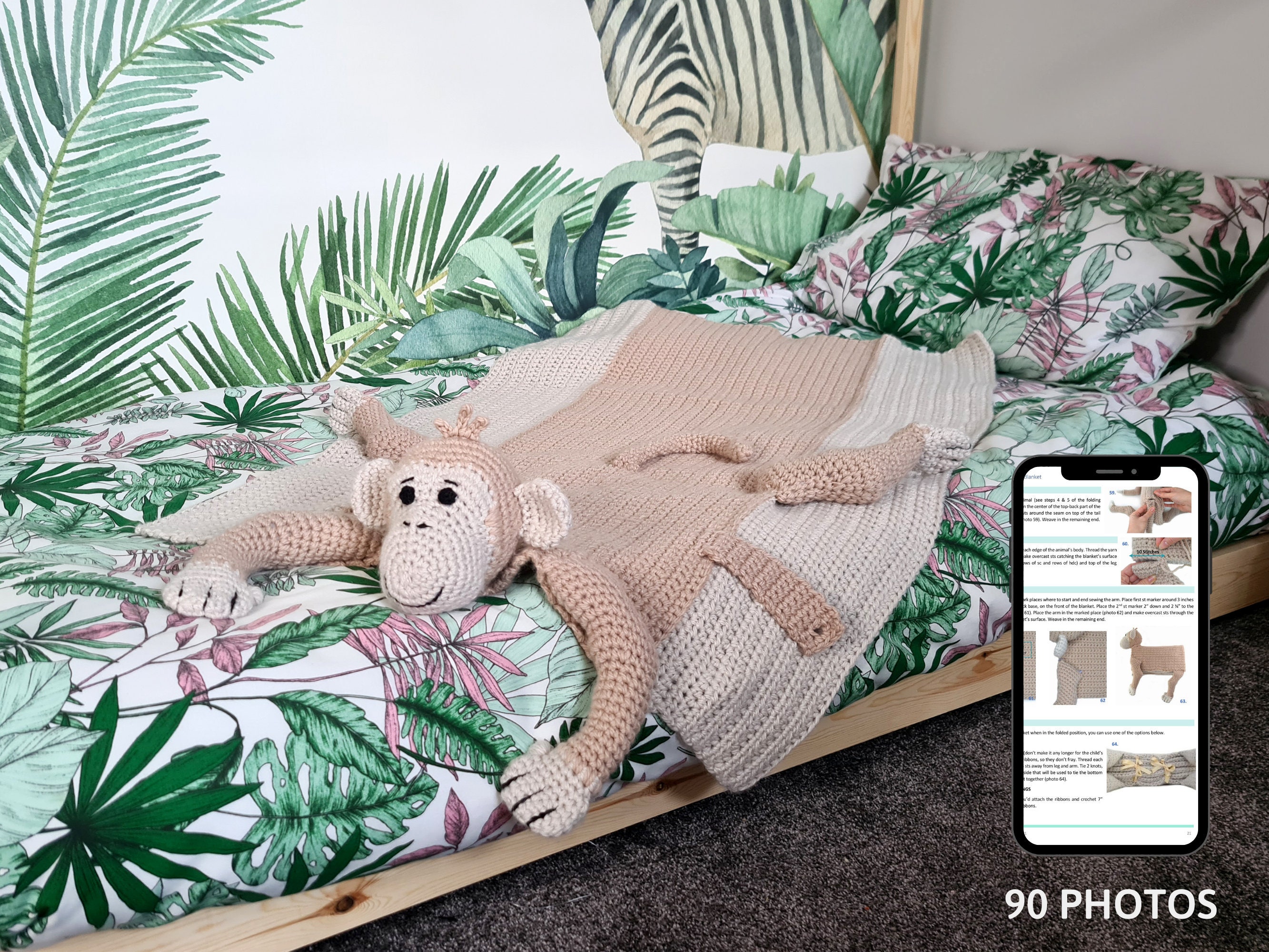 Monkey Baby Blanket Crochet PATTERN Crochet Monkey Crochet | Etsy