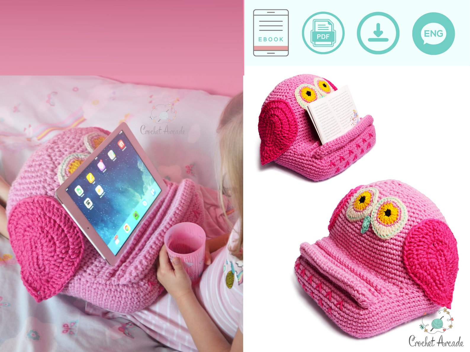 Suzi Owl Book/tablet Holder CROCHET PATTERN PDF| Tablet Pillow Crochet ...