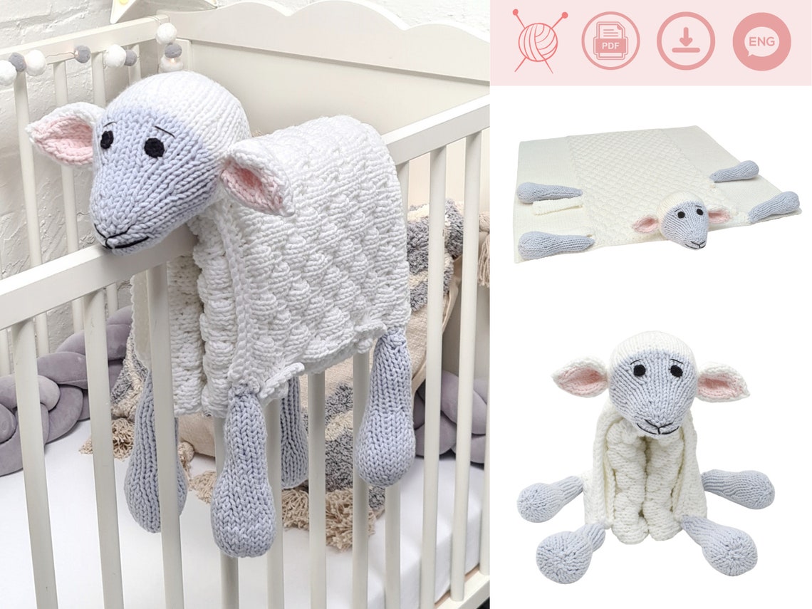 KNITTED SHEEP BLANKET Knit Pattern Pdf Cuddle and Play Sheep - Etsy
