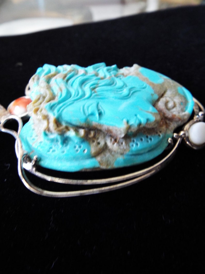 Master Hand Carved Turquoise Cameo Artist Signed, V. Langella From ...