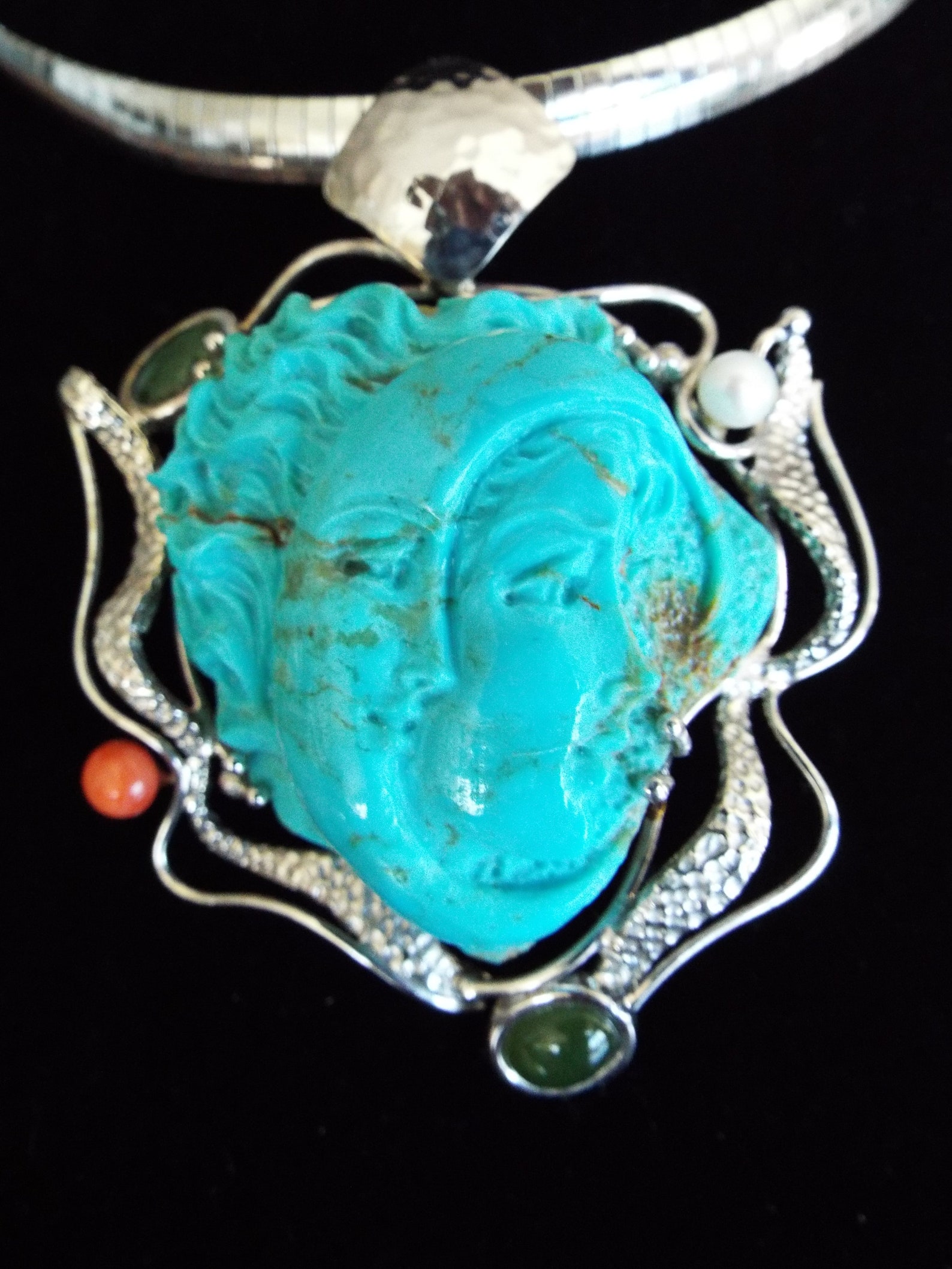Master Hand Carved Turquoise Cameo Artist Signed, V. Langella From ...