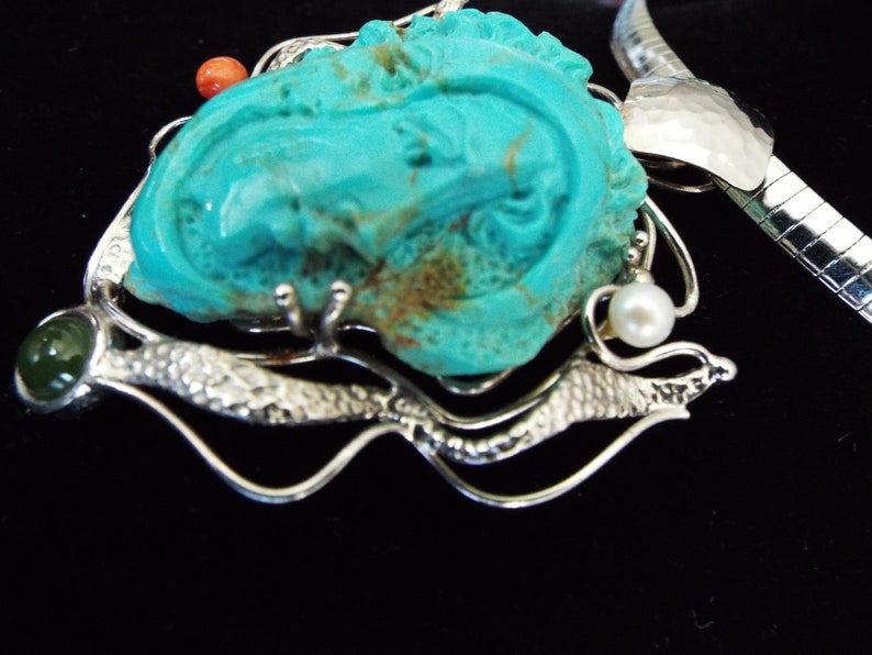 Master Hand Carved Turquoise Cameo Artist Signed V. Langella - Etsy