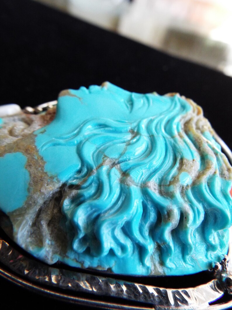 Master Hand Carved Turquoise Cameo Artist Signed, V. Langella From ...