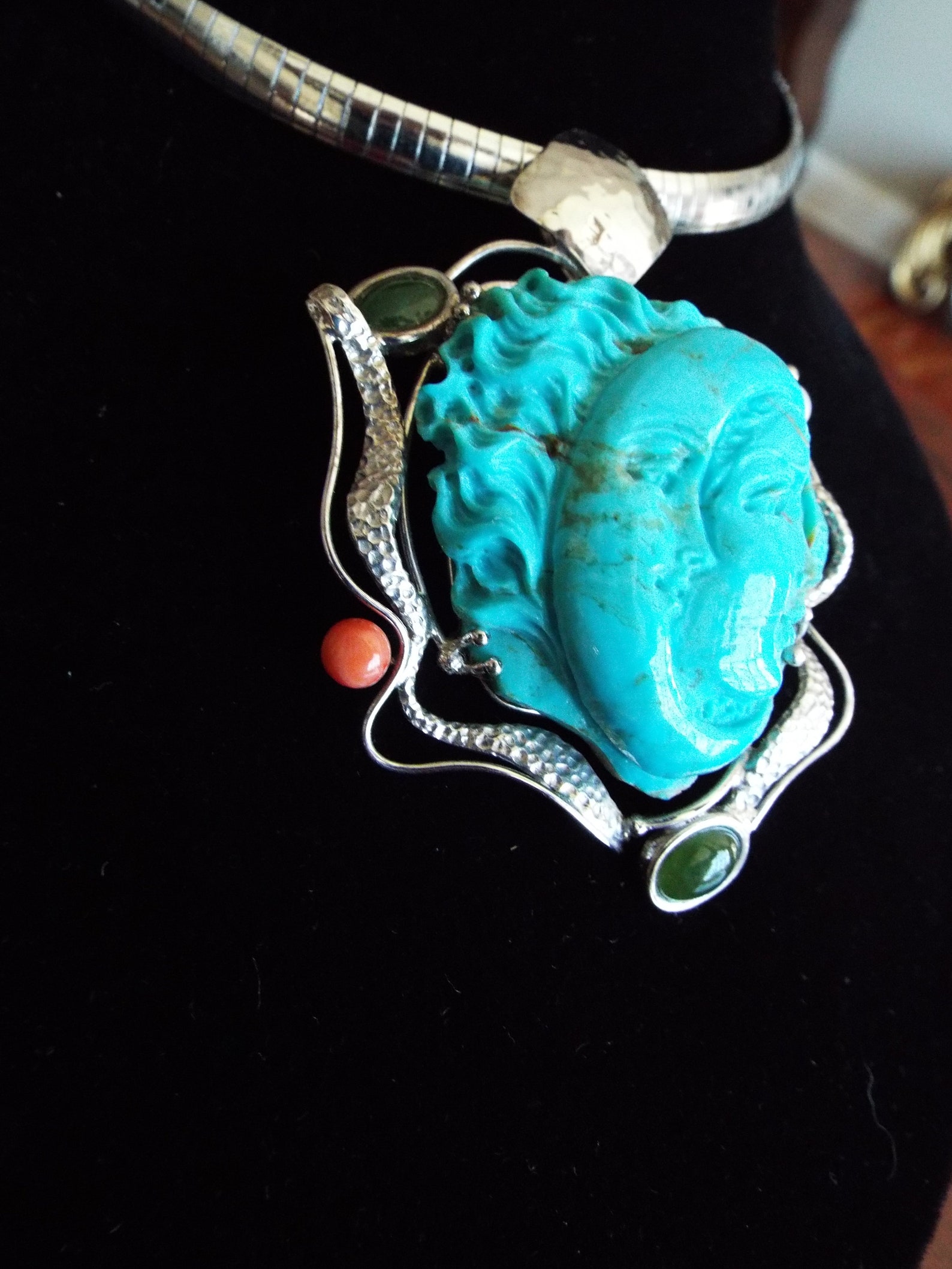 Master Hand Carved Turquoise Cameo Artist Signed, V. Langella From ...