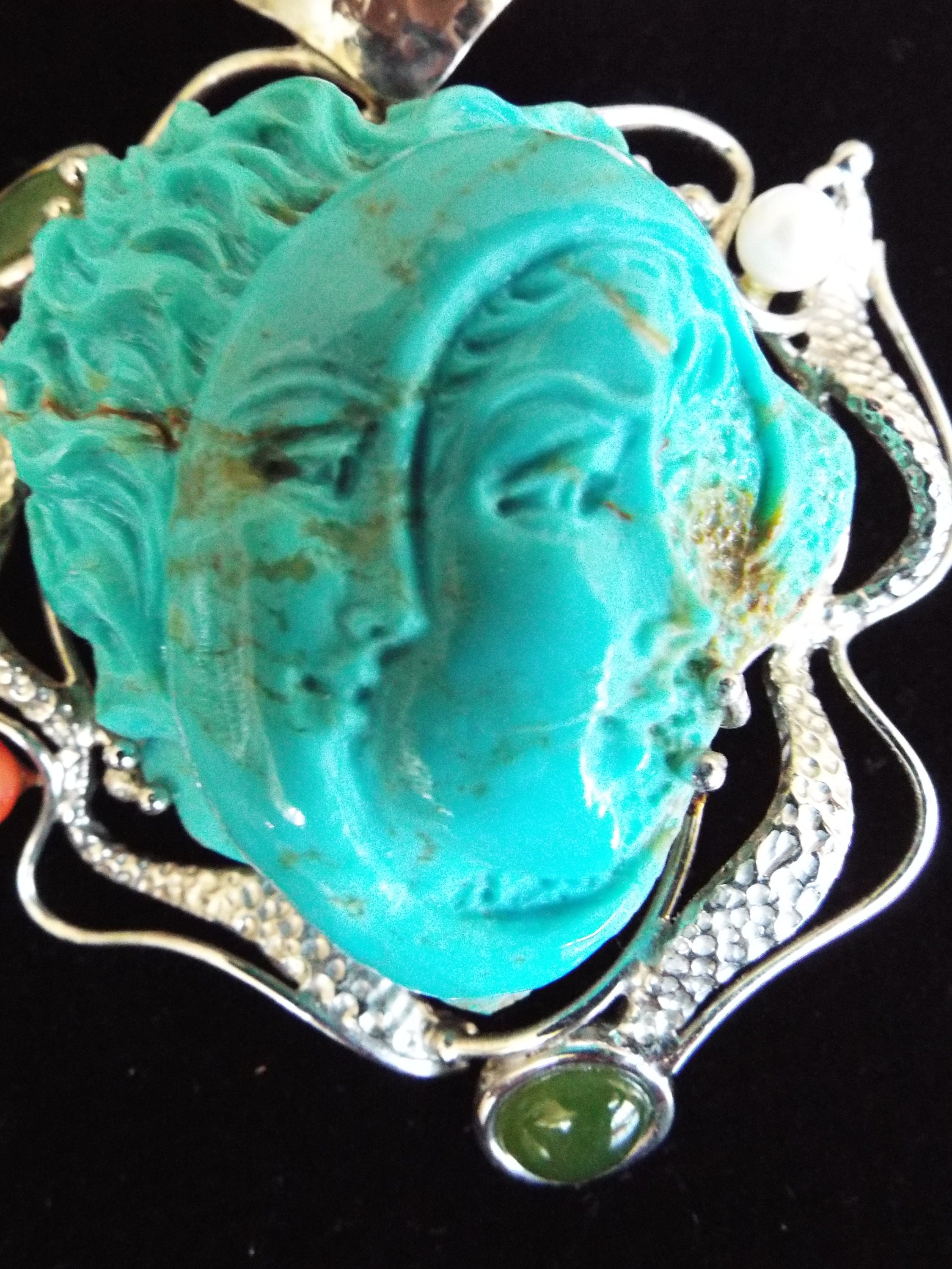 Master Hand Carved Turquoise Cameo Artist Signed, V. Langella From ...