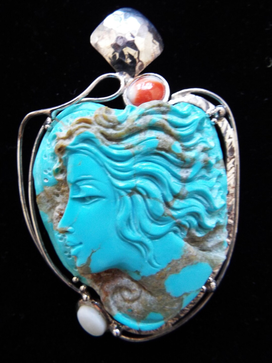 Master Hand Carved Turquoise Cameo Artist Signed, V. Langella From ...