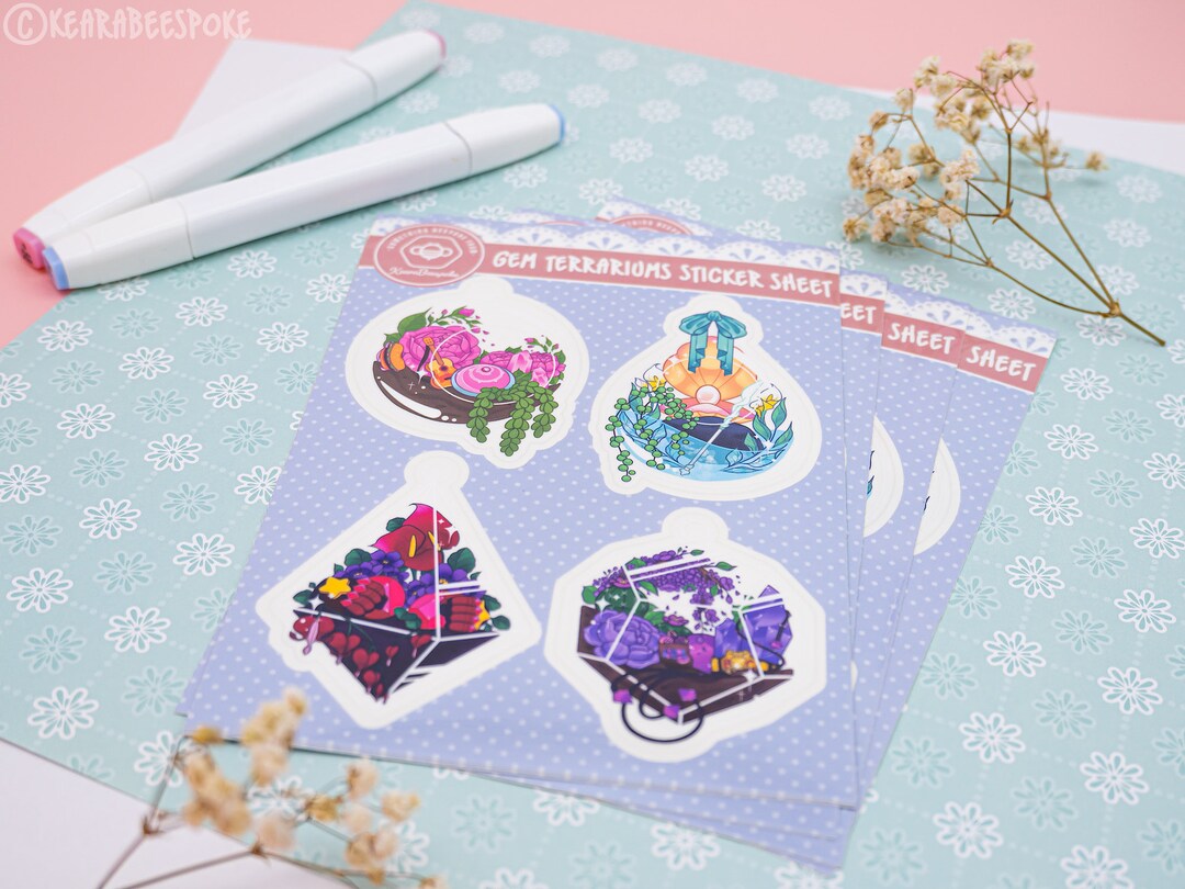 Gem Terrarium Sticker Sheet | Stationary Stickers | Plant Accessories ...