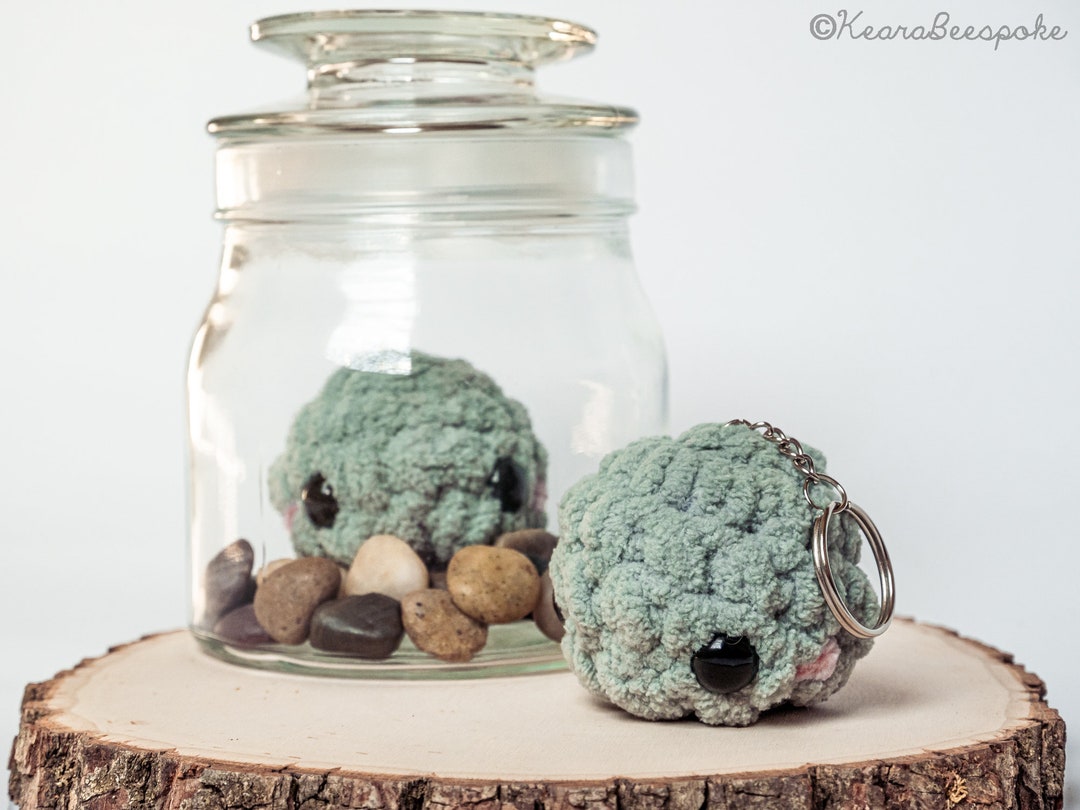 Marimo Moss Ball Keychain | Crochet Amigurumi | Handmade Gift | Stuffed Toy Accessory | Stuffie ...
