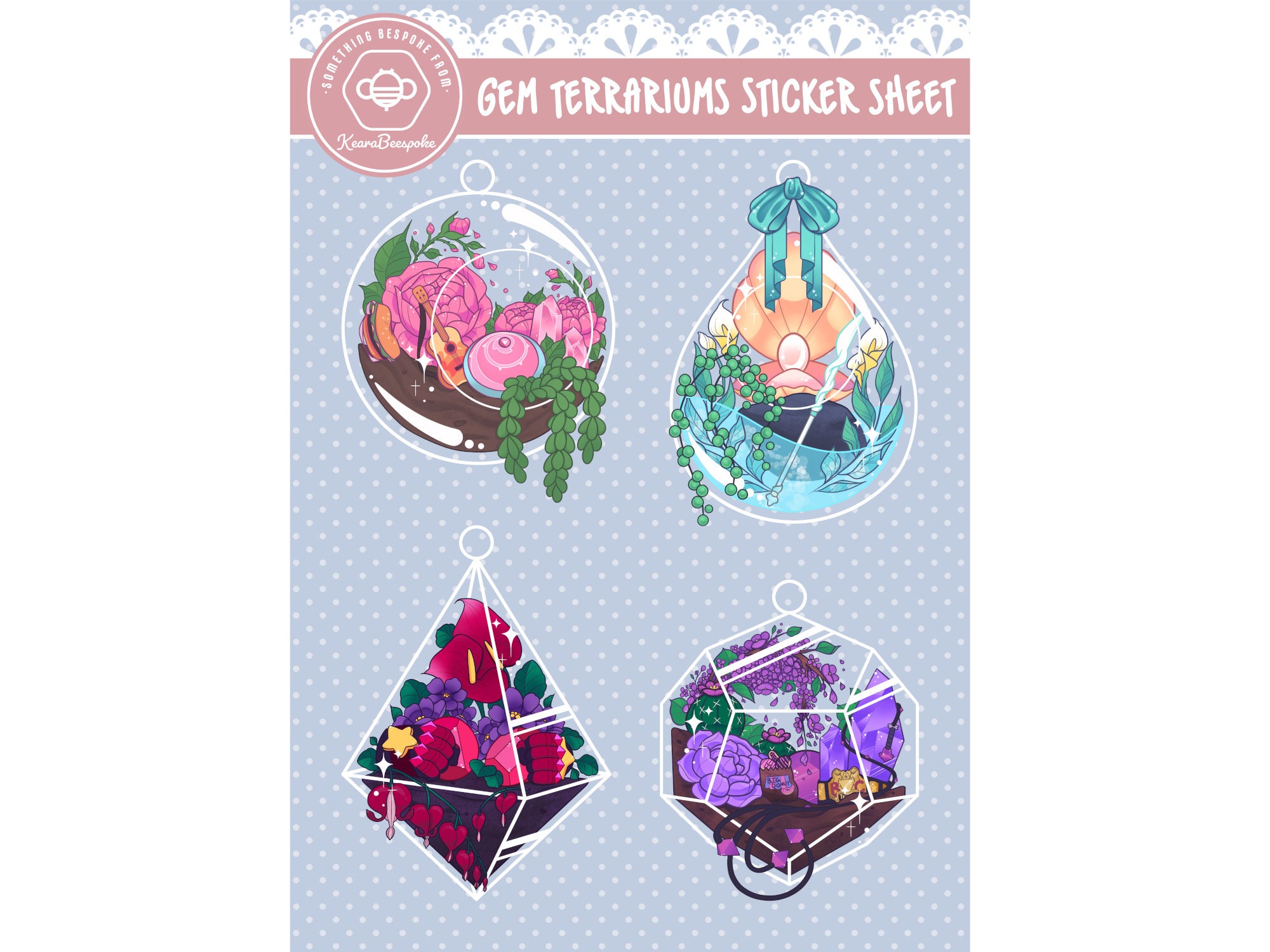 Gem Terrarium Sticker Sheet | Stationary Stickers | Plant Accessories ...