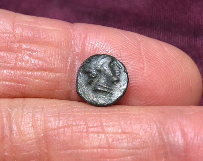 400-300 BC Goddess and Flower, Ancient Greek Bronze Coin of Rhodos ...