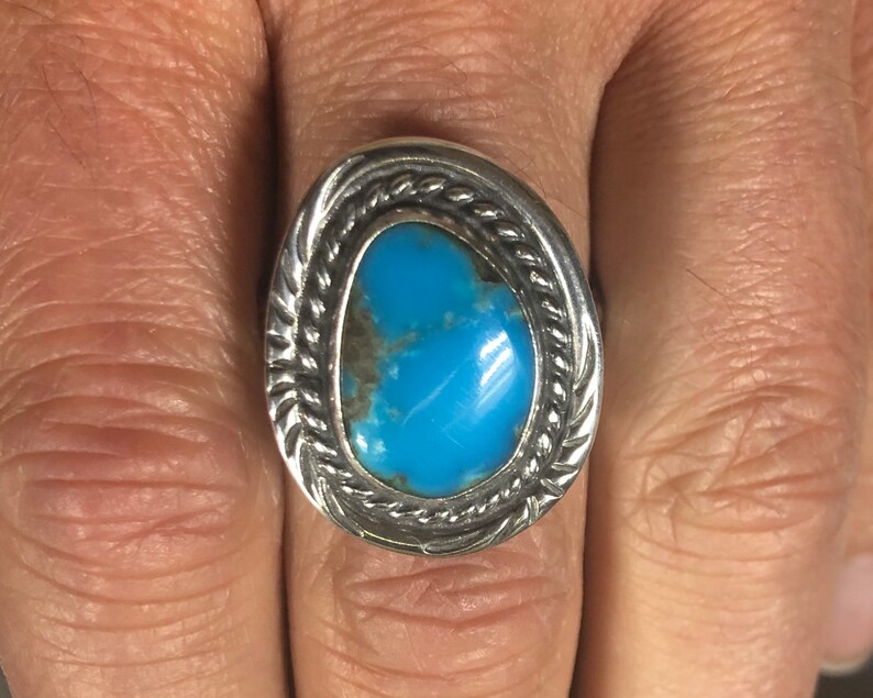 Arizona Bisbee Turquoise Size 13 Ring Gem Grade Bisbee Blue - Etsy