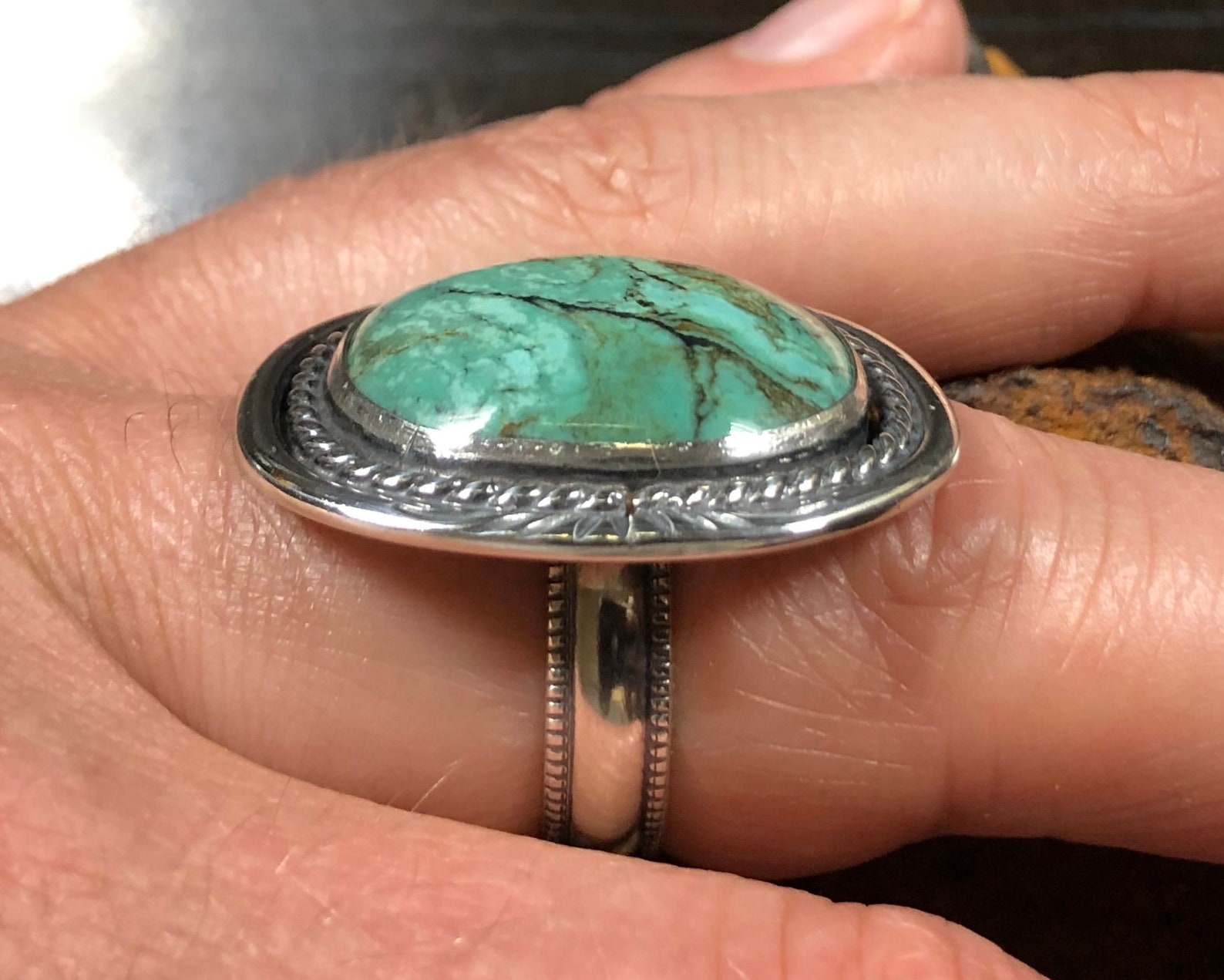 Sea-green Turquoise Ring Size 11 1/2 Ring Sterling Silver - Etsy