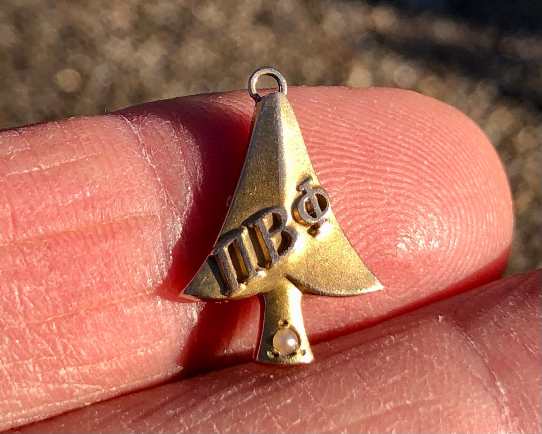 10K Gold Pi Beta Phi Arrow Charm: Antique Sorority Pendant With Pearl ...