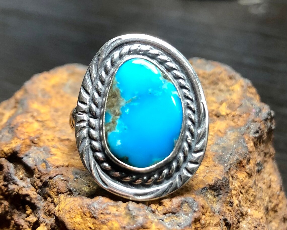 Arizona Bisbee Turquoise Size 13 Ring Gem Grade Bisbee Blue - Etsy