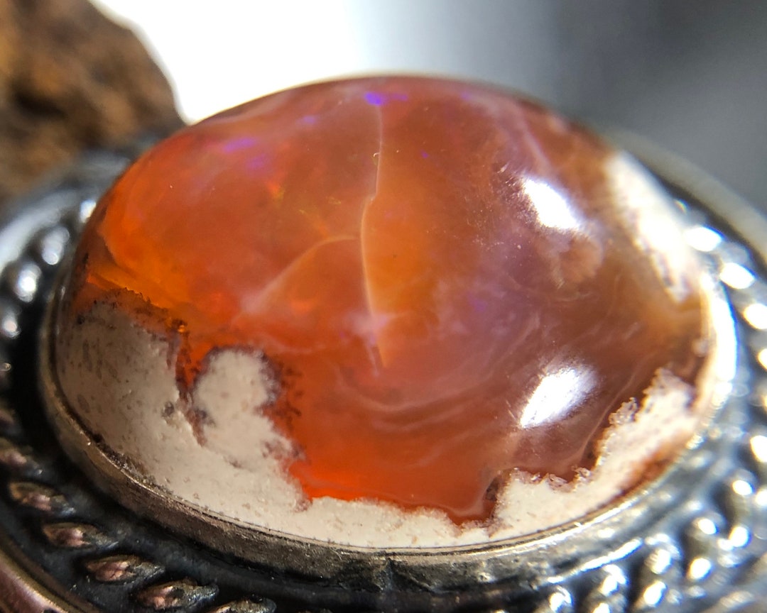 Red Fire Opal Ring, US Size 8, Set in Sterling Silver by R. Beauford Silversmith Sonoran Desert ...