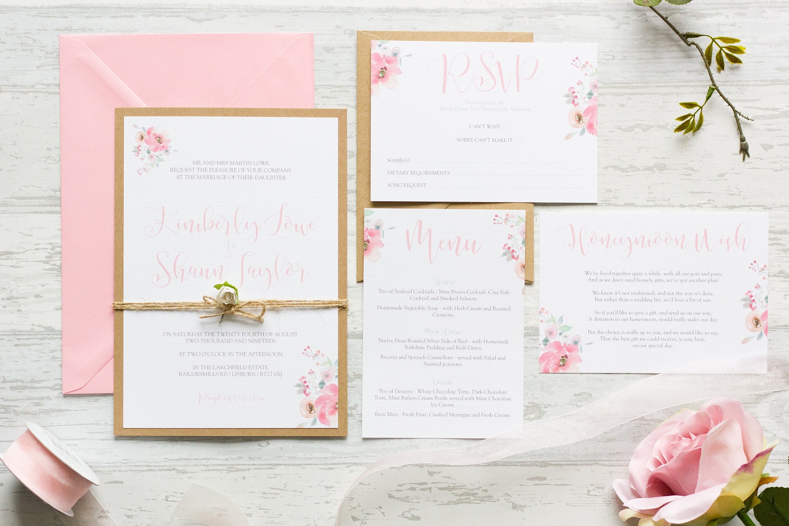 Floral Wedding Invitation / Wedding Invitations / Rustic | Etsy UK