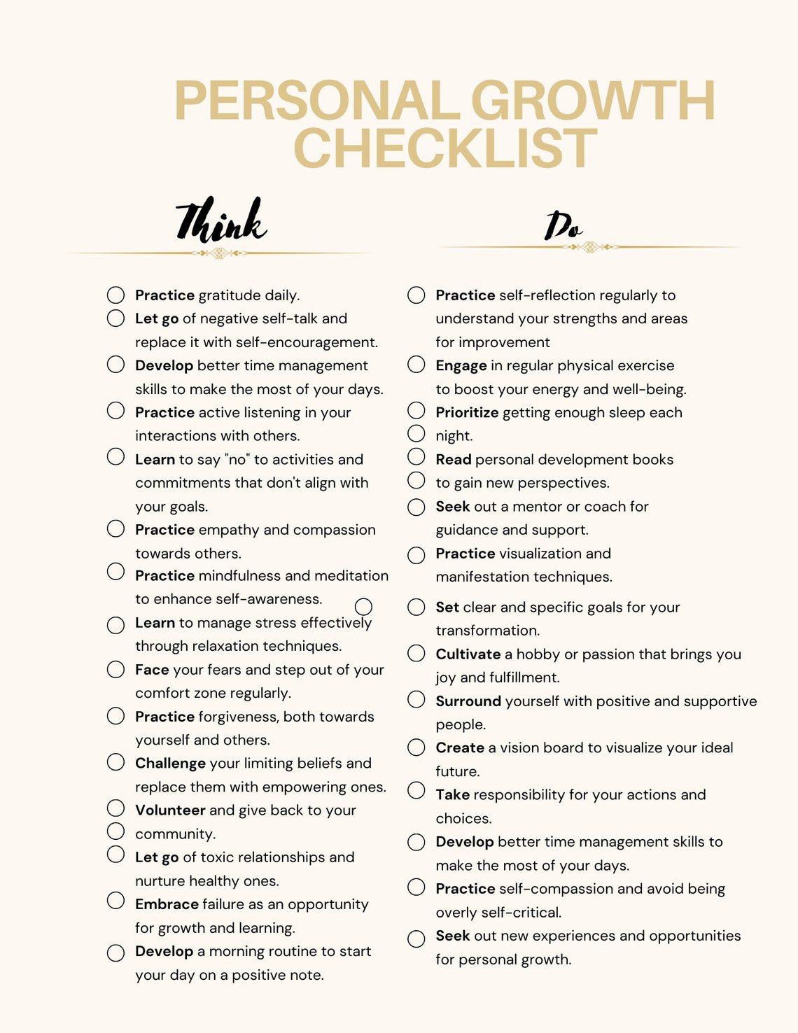 Personal-growth Checklist - Etsy