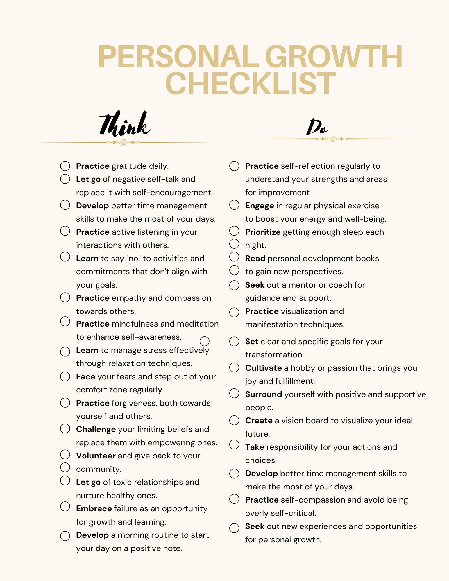 Personal-growth Checklist - Etsy