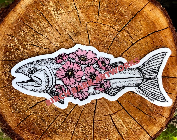 Flower Salmon Sticker | Etsy