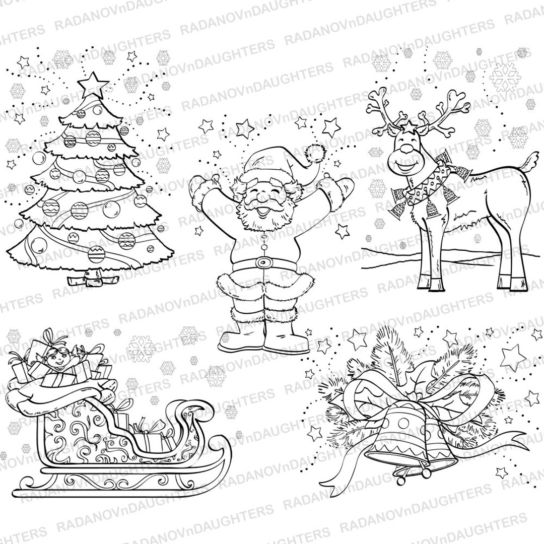 Christmas Clip Art, Christmas Digital Stamps Set, Instant Download ...