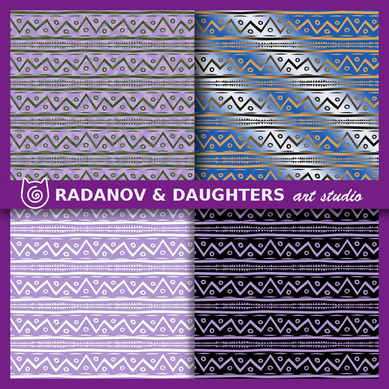 Tribal Digital Paper Chevron Paper Zigzag Design Instant | Etsy