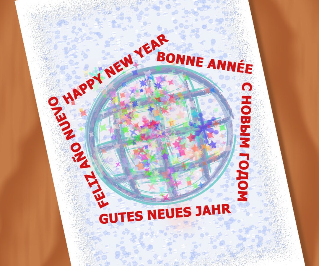 Multilingual Happy New Year Card, Greeting Card, Digital Download ...
