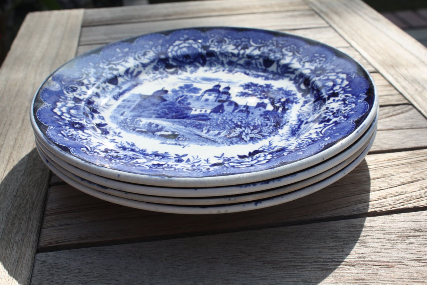 4 1870's German Blue and White Plates Depleting 4 German Cities - Etsy